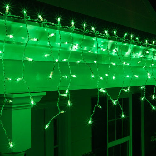 150 Green Mini Icicle Light Set – BulbAmerica