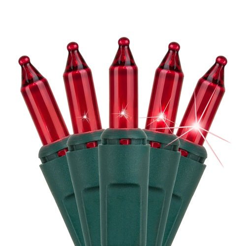 140 Red Chasing Lights, Green Wire, 4" Spacing – BulbAmerica