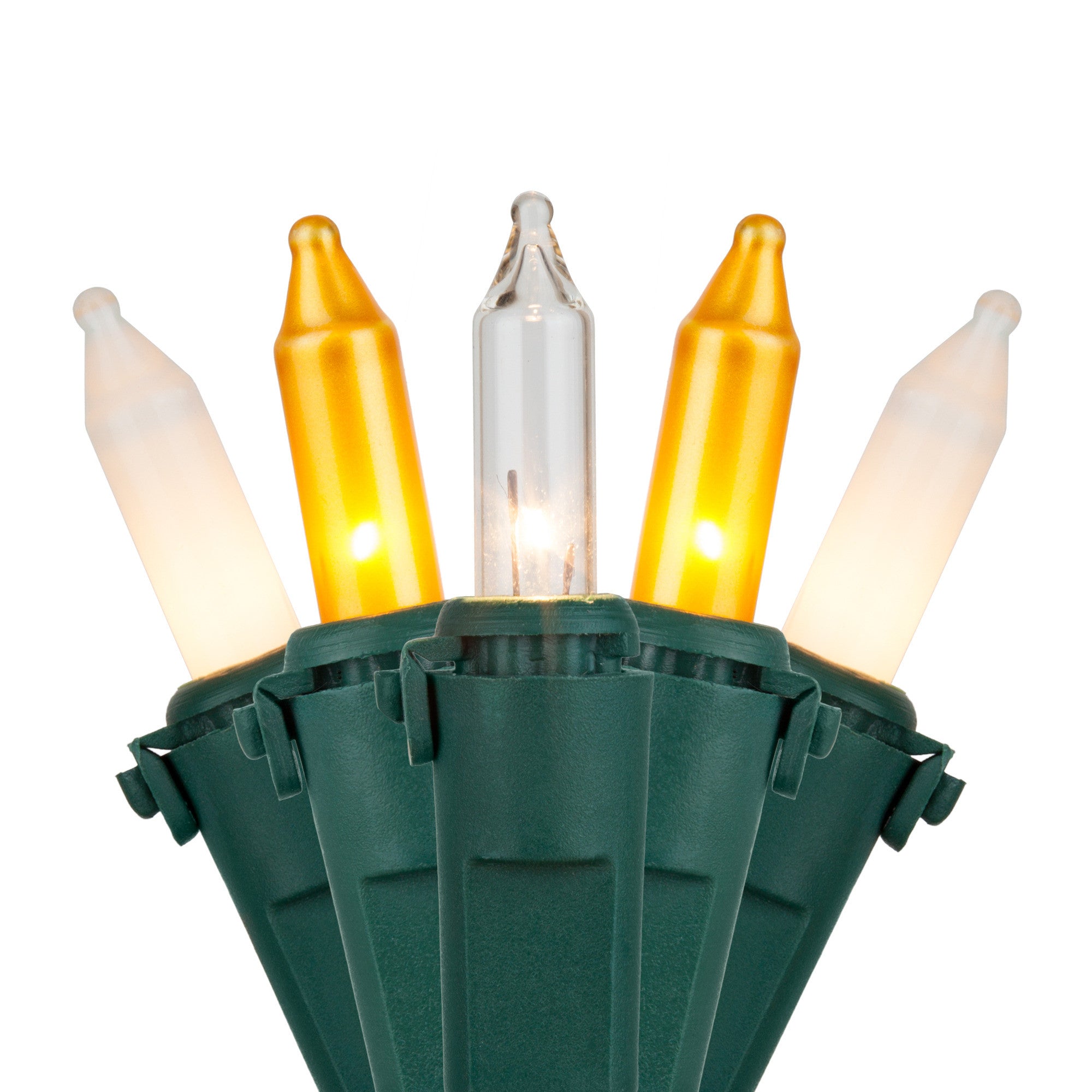 50 Gold, Clear, White Frost Mini Lights, Lamp Lock, Green Wire, 6" Spa ...