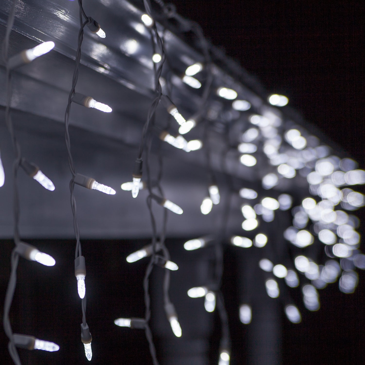 70 Cool White M5 LED Icicle Lights Set 7.5Ft. White Wire Christmas ...