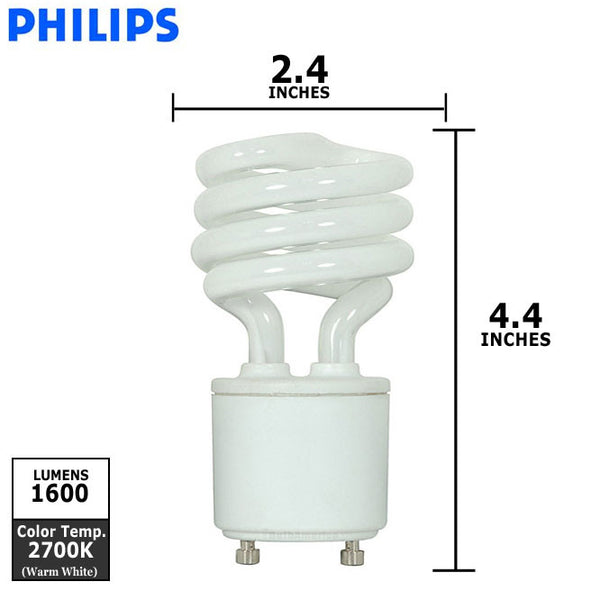 Philips 23w 120v GU24 Twist 2700K EL/mdT Fluorescent Light Bulb ...