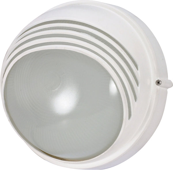 Nuvo 1-Light 10" Round Hooded Die Cast Bulkhead Light in Semi Gloss Wh ...