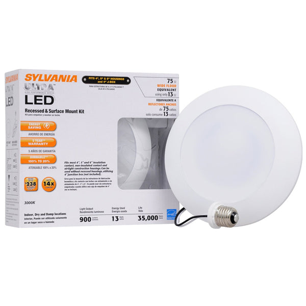 Sylvania 13w Dimmable LED 900Lumen 3000K Recessed and Surface Mount Do ...