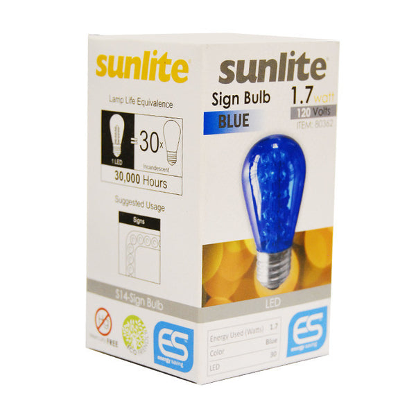 Sunlite 1.7w 120v Sign S14 30LED E26 Blue LED Light Bulb – BulbAmerica