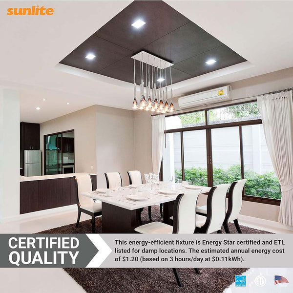 Sunlite 12w LED 6-in Square Recessed Slim Downlight CCT Selectable - 7 ...