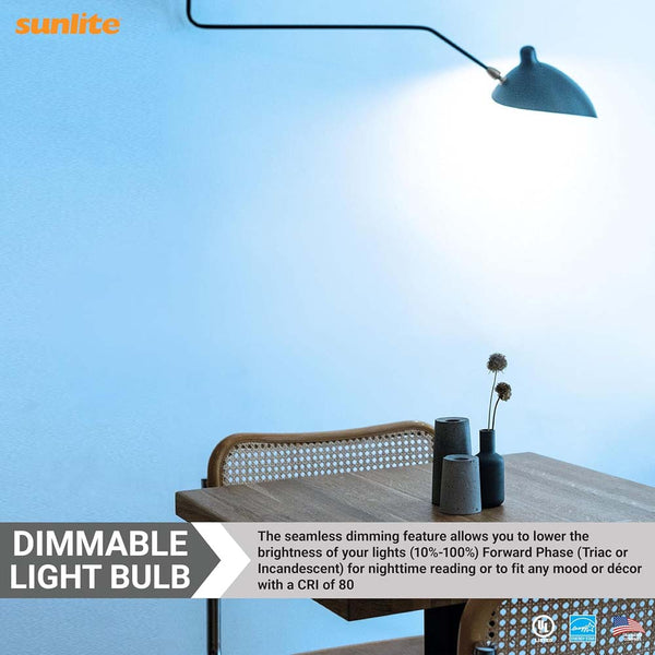 Sunlite 6w A19 LED 480Lm 120v Dimmable E26 Base 6500K Daylight Bulb ...