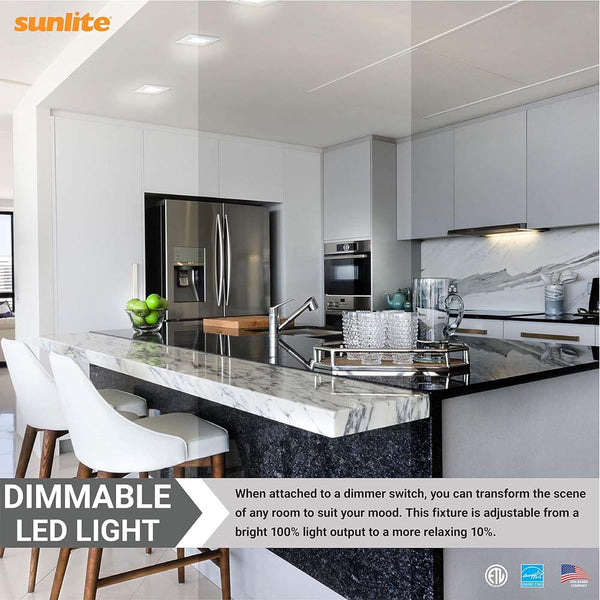 Sunlite 4-In 11w LED Square Retrofit Recessed Downlight CCT Selectable ...