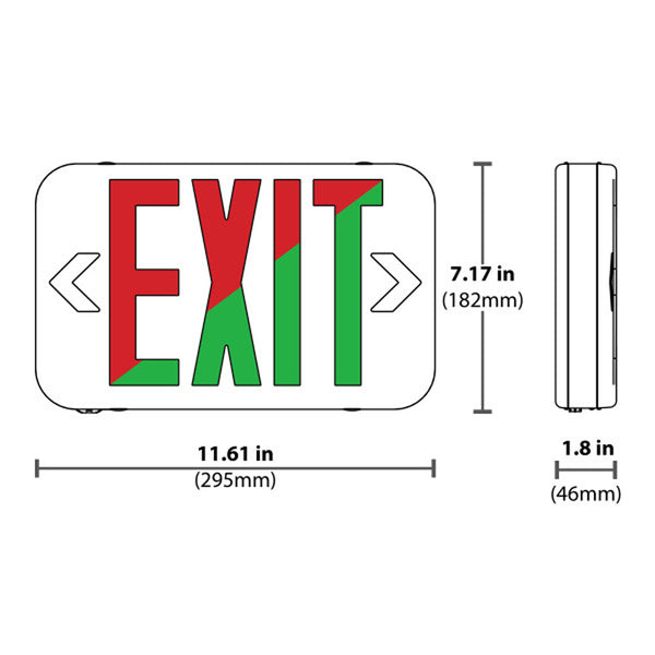 NICOR LED Emergency Exit Sign Color Selectable RED/GREEN – BulbAmerica