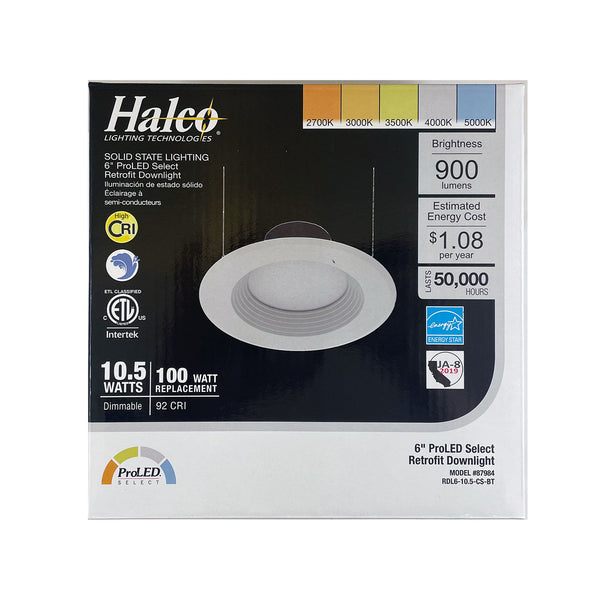 HALCO 6-in 10.5w ProLED CCT Select Downlight Dimmable Retrofit - 100w ...