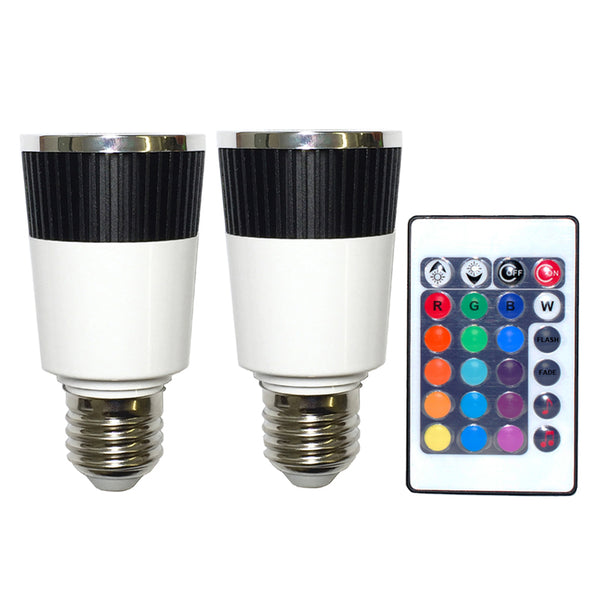 PLATINUM 2 x Music LED Color Changer E27 Lamps With 1 x Wireless Remot ...