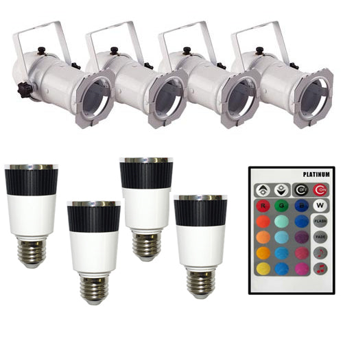 PLATINUM 4 x RGB LED Lamp + 4 x PAR16 White CAN and 1 remote Controlle ...