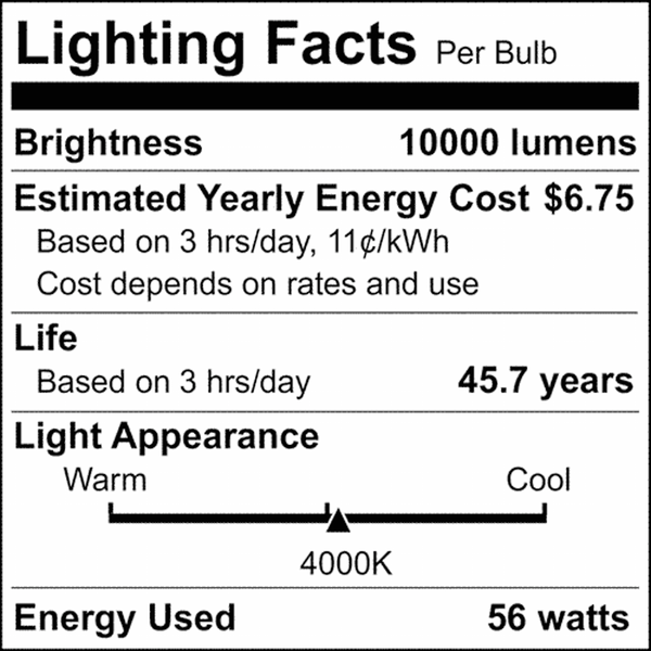 Satco 56w LED HID Replacement ED37 4000K EX39l Base 120-277v Clear Fin ...