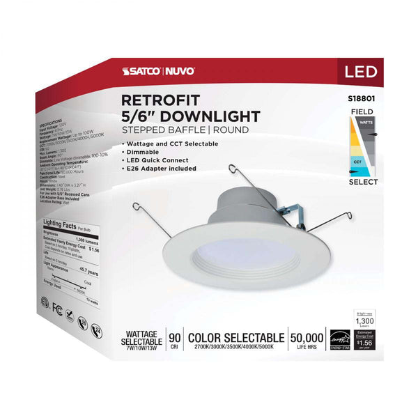 Satco 7-in LED Retrofit Downlight Square White Finish – BulbAmerica