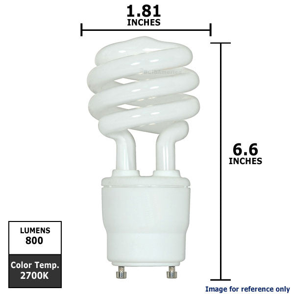 Satco 13W Mini Twist 2700K GU24 base Compact Fluorescent Light Bulb ...