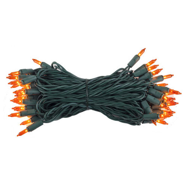 50 Amber / Orange Mini Lights 6" Spacing – BulbAmerica