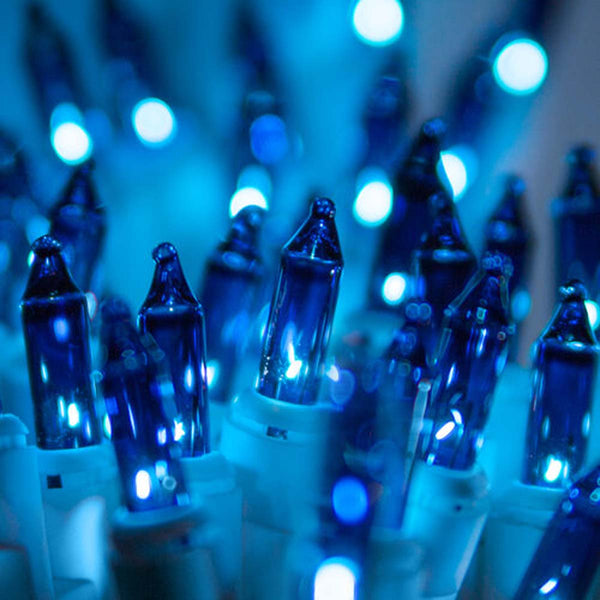 100 Blue Mini Lights 2.5" Spacing – BulbAmerica