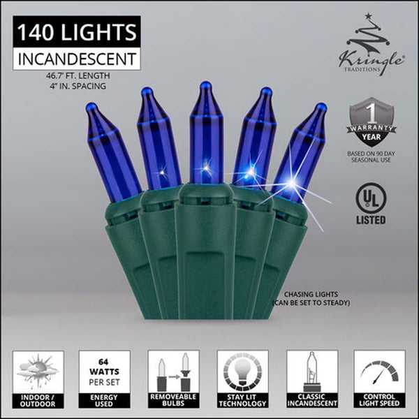 140 Blue Chasing Lights 4" Spacing – BulbAmerica