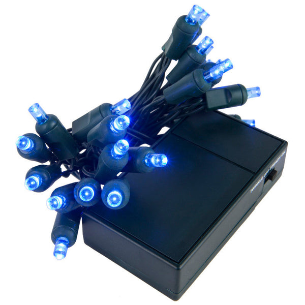 20 Blue 5mm LED Battery Operated Lights with Green Wire – BulbAmerica