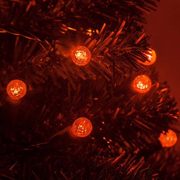 70 Amber/Orange G12 LED String Lights, Green Wire, 4" Spacing – BulbAmerica