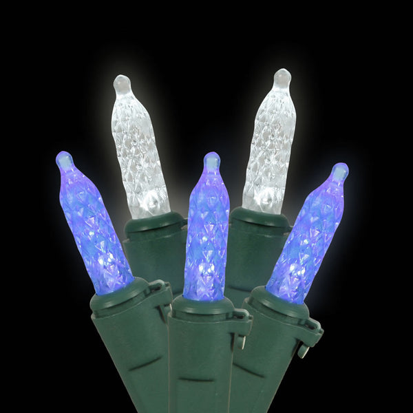 70 Blue-Pure White LED Lights / White Wire 9Ft. Icicle Christmas Light ...