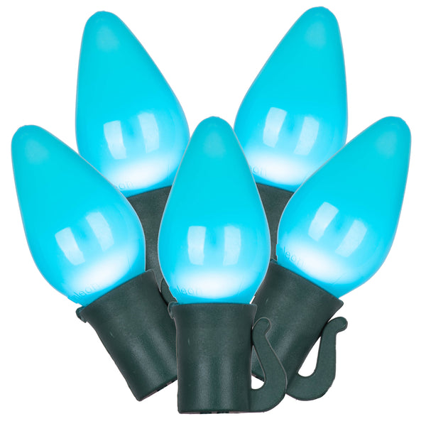 1PK - 16Ft. LED String 25 Light Teal C7 Lights – BulbAmerica
