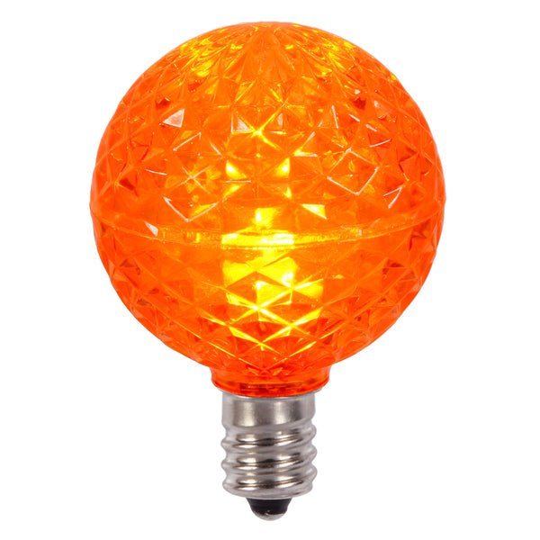 25Pk - Vickerman .38W Orange G40 Faceted E12 LED Bulb – BulbAmerica