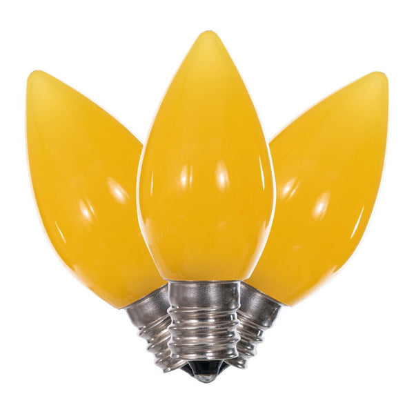 25Pk - Vickerman .6W C7 Ceramic LED Yellow Light Bulb 120v – BulbAmerica