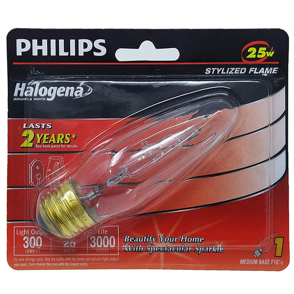 Philips 25w Flame E26 Medium Base 300Lm Decorative Halogen Bulb ...