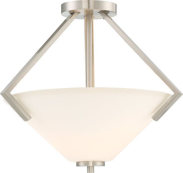 Nome 2-Light Semi Flush Mounted Light Fixture in Brushed Nickel Finish ...