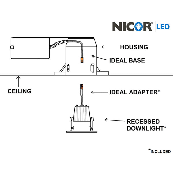 NICOR 2 in. LED Downlight Warm White 600Lm with White Trim – BulbAmerica